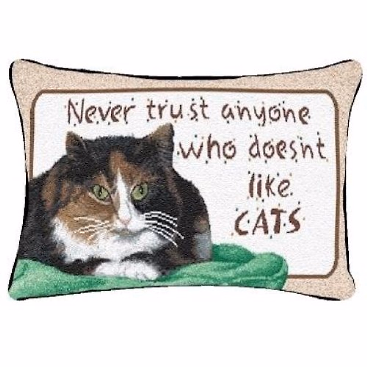 Manual Never Trust Cats 12.5 x 8.5-Inch Decorative Throw Pillow