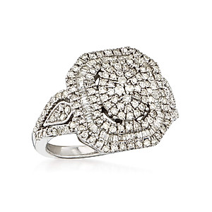 Ross-Simons 1.00 ct. t.w. Round and Baguette Diamond Multi-Level Ring in Sterling Silver. Size 7