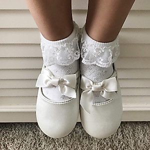 BQUBO Baby Girls Socks Eyelet Ruffle Lace Sock Cute Bow-knot Socks Newborn/Infant/Toddlers/Kids Frilly Summer Thin Dress Sock
