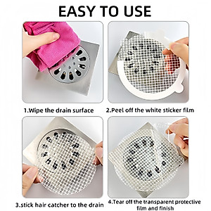 50 Pack, Banhey Round Disposable Shower Drain Hair Catcher, Floor Drain Sticker,Bathroom, Laundry Room, Bathtub, Kitchen, Sink, Drain Cover for Human and Pet Hair (50 PCS)