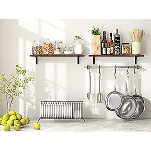 SUPERJARE 23.6 x 7.9in Floating Shelves, Set of 2, Wall Mounted Shelves for Storage, Hanging Book Shelves with Brackets for Bedroom/Living Room/Kitchen/Office/Bathroom - Cherry Walnut