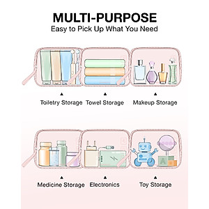 BAGSMART TSA Approved Toiletry Bag, 2 Pack Clear Makeup Cosmetic Bag Organizer, Quart Size Travel Bag for Toiletries, Carry-on Travel Accessories Essentials - Pink