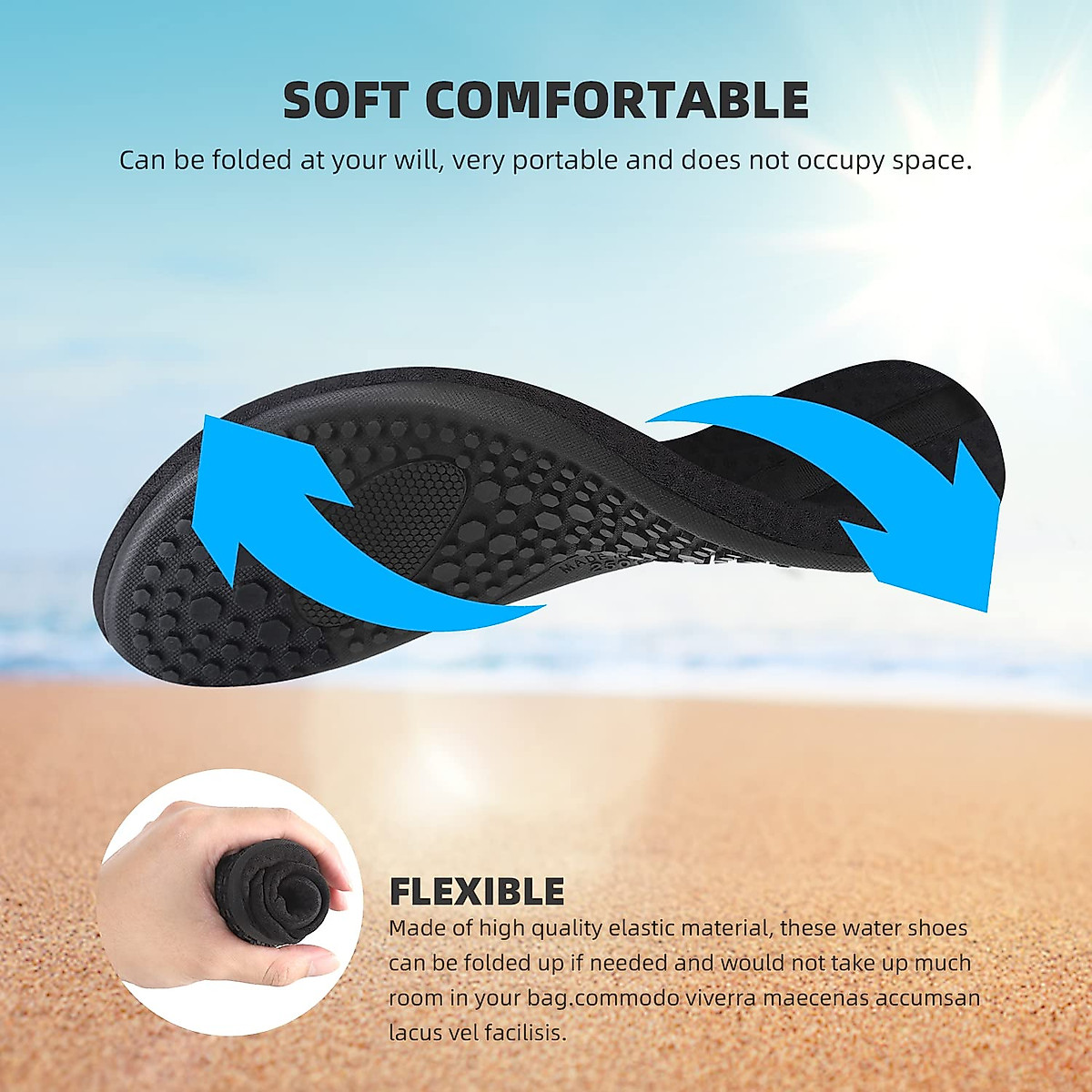 Water Socks for Women Men Adult Aqua Swim Shoes Beach River Pool Barefoot Yoga Exercise Wear Sport Accessories Quick-Dry Must Haves Size 7-8Women/6-7Men(Black-NW002)
