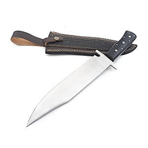 Nooraki - 15" Handmade Full Tang Hunting Knife with Leather Sheath, Multipurpose Bowie Knife with Micarta Handle for Everyday Carry, Outdoor Camping and Hunting