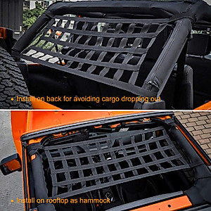 Seven Sparta Car Roof Net Hammock Mesh Cargo Netting Compatible with Jeep Gladiator JT & Jeep Wrangler YJ, TJ, JK, JKU, JL, JLU 1987-2024 4-door and 2-door