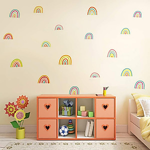 DEKOSH Rainbow Wall Stickers - Peel & Stick Set of 11 Rainbows for Kids Room Decor