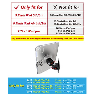WeSTRUGGLE on Wall Mount Bracket for iPad 9.7"(6th,5th,Gen.), 9.7" Air1&2,9.7" Pro,Excluding 9.7"(1th,2th,3th,4th,Gen.),with Lock, Multi Angle,(Silver)