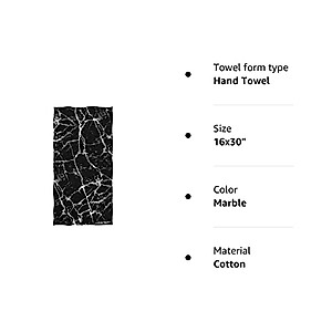 Naanle 3D Stylish Black Marble Print Soft Guest Hand Towels Multipurpose for Bathroom, Hotel, Gym and Spa (16" x 30")
