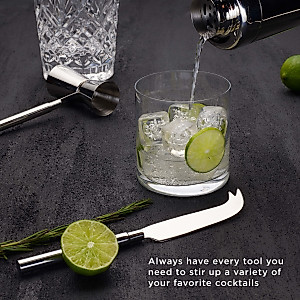 Mikasa Bliss Bar Tool Set with Wooden Stand, 8 Piece, Stainless Steel