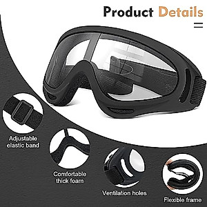 Xohny Motorcycle Goggles, 2 Pack Windproof Dirt Bike Goggles, Motocross ATV Riding Ski Protective Glasses for Men, Women and Kids (Clear + Grey)