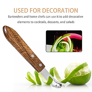 RRumo Channel Knife with Wooden Handle for Fruit and Vegetable, Tool for Decorating Cocktails, Desserts, and Salads