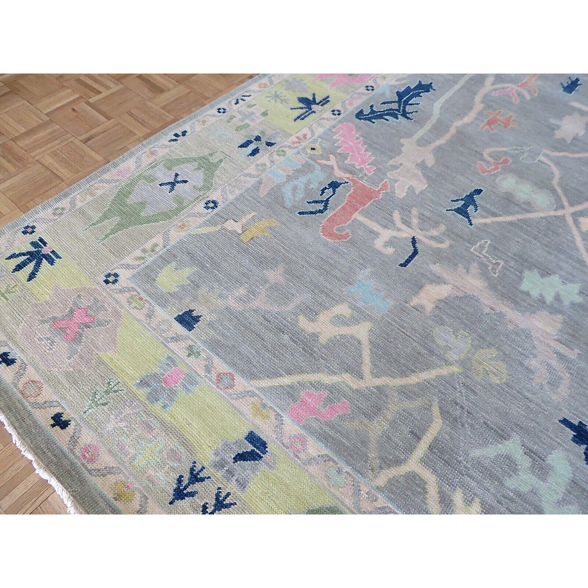 8 x 10 Hand Knotted Gray Turkish Oushak Oriental Rug G14233