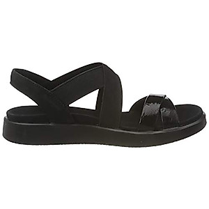 ECCO Women's Flowt Elastic Sandal, Black, 7-7. 5