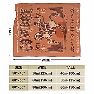 Vintage Western Cowboy Riding Horse Soft Throw Blanket All Season Microplush Warm Blankets Lightweight Tufted Fuzzy Flannel Fleece Throws Blanket for Bed Sofa Couch 60"x50"