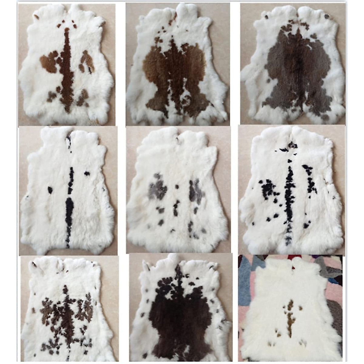 ZSCYD-yingda1992 5pcs Assorted Bulk Craft Grade Natural Rabbit Skins Real Quality Rabbit Pelts Perfect for Decoration, Cat/Dog Toys, Sewing, or Crafting Fur Hide 10" by 14"