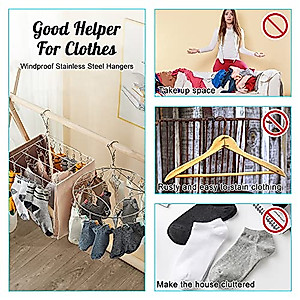 HOSTK Stainless Steel Round Clothes Drying Racks 30 Clips, Square Windproof Laundry Drip Hanger 36 Clips with 10 Replaceable Clips for Socks, Towels, Baby Clothes, Underwear, Hat, Scarf, Gloves