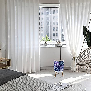 Small Trash Can with Lid Tie dye shibori seamless Watercolor hand painted purple indigo blue Garbage Bin Wood Waste Bin Press Cover Round Wastebasket for Bathroom Bedroom Diaper Office Kitchen