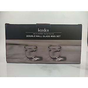 hotder Double Wall Insulated Glasses 8.5 Ounces-Clear Glass Coffee Cups,Clear Coffee Mugs … (2 PACK)