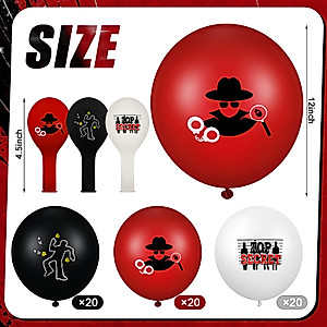 Liliful 60 Pcs Top Secret Spy Theme Balloon Detective Party Decoration Balloons Latex Red and Black Balloons Agent Spy Party Balloons for Themed Birthday Party Decorations Supplies