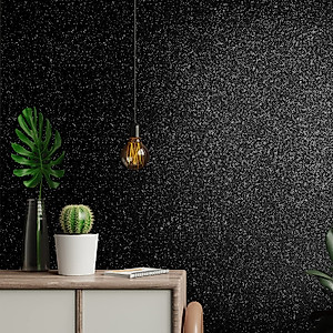 VEELIKE Black Glitter Wallpaper 15.7''x118'' Peel and Stick Sparkly Glitter Black Contact Paper Decorative Self Adhesive Removable Glitter Fabric Wall Paper Roll for Bedroom Wall Decor Cabinets