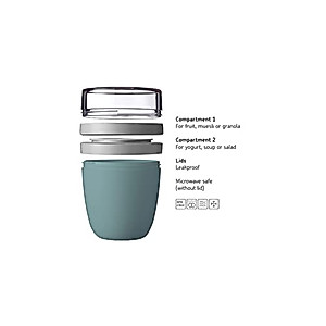 Mepal, Lunchpot Mini with 2 Interchangeable Lids, a Detachable Small Storage Container for Nuts or Fruit, Portable, BPA Free, Nordic Denim, 3.6 inch Diameter, 1 Count
