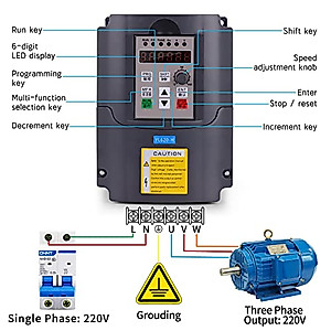 CNC Spindle Motor Kit, MYSWEETY 110V 2.2KW Water Cooled Spindle Motor + 2.2KW Single to 3 Phase VDF+110v Water Pump + 3.15 Inch Clamp + 196 Inch Water Pipe + 40 Inch Electric Wire+ 13pcs ER20 Collet