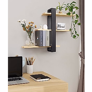 SUMGAR Floating Shelves for Wall Mounted Shelving Unit All Pine Wood 3 Tier Large Shelf for Bedroom Living Room Office Bathroom Home Decoration Storage Plant Photo Display Modern 20in