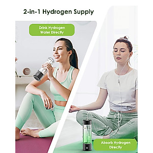 MOVOCA Upgrade Hydrogen Water Bottle, 3Min 2200PPB Hydrogen Water Bottle Generator -SPE PEM Tech, 14OZ Portable Hydro Water Bottle Machine, Birthday Xmas Gift for Husband, Wife, Family, Friends,Travel
