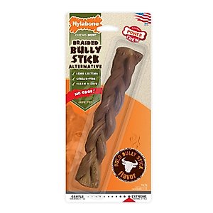 Nylabone Power Chew Braided Rawhide Bully Stick Alternative Nylon Chew Toy for Dogs, Dog Toys for Aggressive Chewers, Beef Flavor, Large/Giant (1 Count)