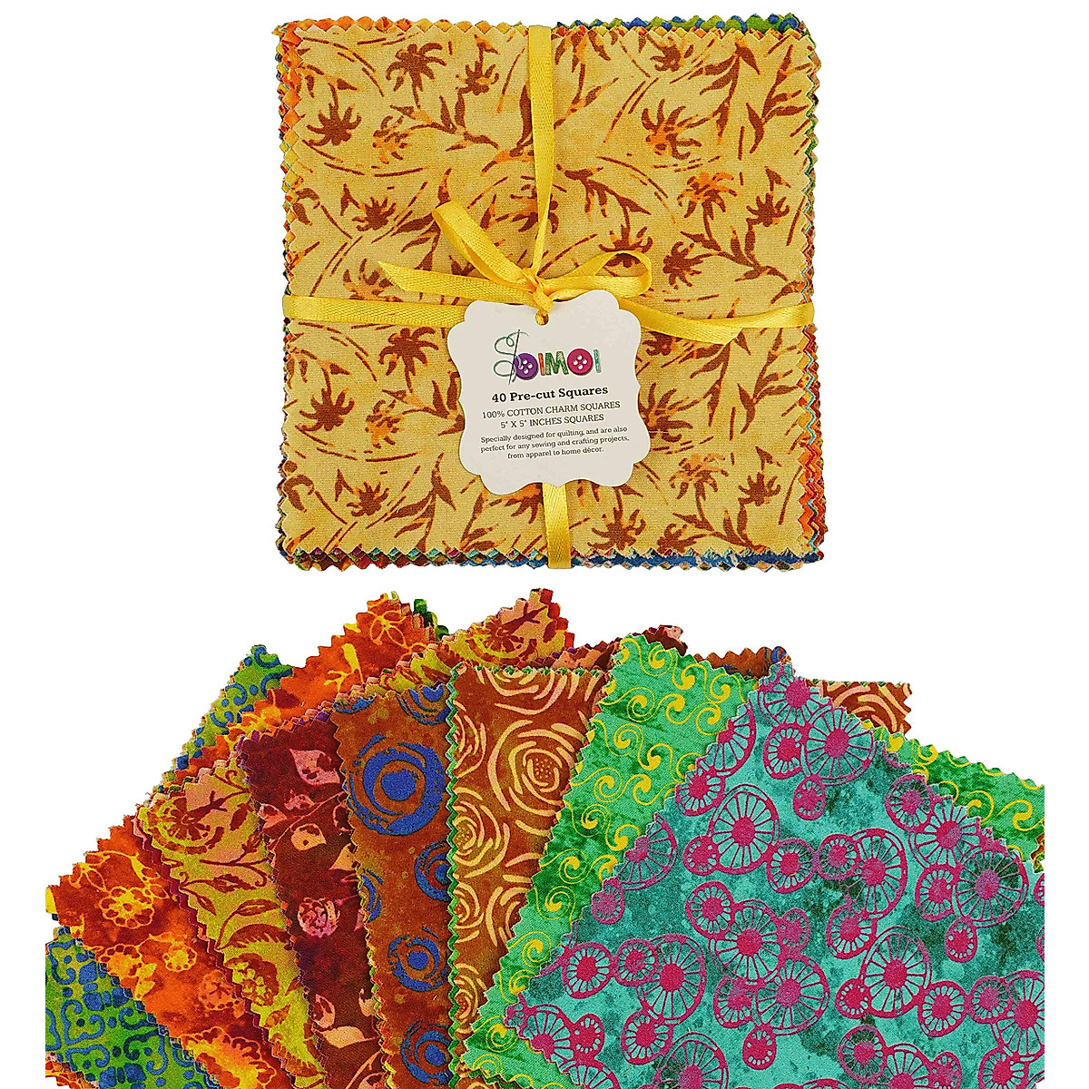 Soimoi Batik Print Precut 5-inch Cotton Fabric Quilting Squares Charm Pack DIY Patchwork Sewing Craft
