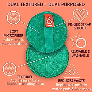 CleanLogic Bath & Body Exfoliating Dual-Texture Facial Pads, Face Sponges for Cleansing & Softening Sensitive Skin, MakeUp Remover Pads, Assorted Colors, 9 Count Value Pack