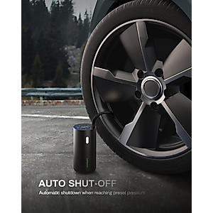 Tire Inflator Portable Air Compressor, AMPBANK AT004 Smart Air Pump for Car Tires, Auto Tire Inflator 150PSI with Pressure Gauge & LED Screen, 2X Faster Air Compressor for Car, Motorcycle, Bike, Ball