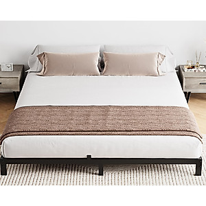IDEALHOUSE 6 Inch Queen Bed Frame No Box Spring Needed, Low Profile Bed Frame Heavy Duty Metal Platform 6 Inch Low Bed Frame with Sturdy Steel Slats, Noise Free, Easy Assembly, Black(Queen)