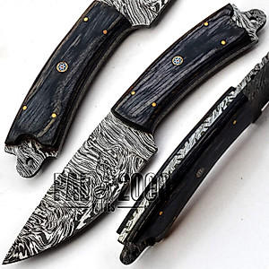 PAL 2000 KNIVES BOW-9684 Custom Forged Damascus Steel Fixed Blade Hunting Knife with Sheath