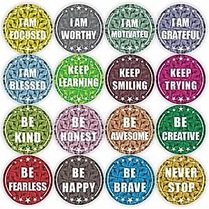 Motivational Floor Wall Decals - (Pack of 40) 4" Large Classroom Line Up Spots Positive Sayings Markers Sensory Pathway Inspirational Quote Decor Stickers