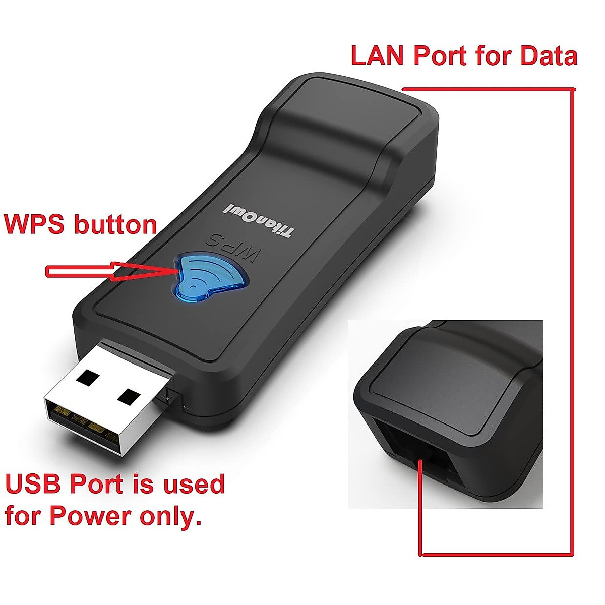 WiFi to LAN Network Adapter, 2.4 GHz Wireless to Ethernet for Printer Smart TV Alternative Dongle to WIS09ABGN UWA-BR100 TY-WL20 RJ45 DY-WL10 Repeater AP Extender Powered by USB