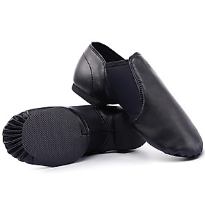 Linodes PU Leather Jazz Shoe Slip On Dance Shoes for Girls and Boys (Toddler/Little Kid/Big Kid)-Black-1.5M-Little Kid
