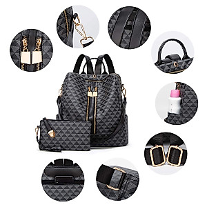 Makes Backpack Purse for Women PU Leather backpack Design Convertible handbag with Purse 2 Piece
