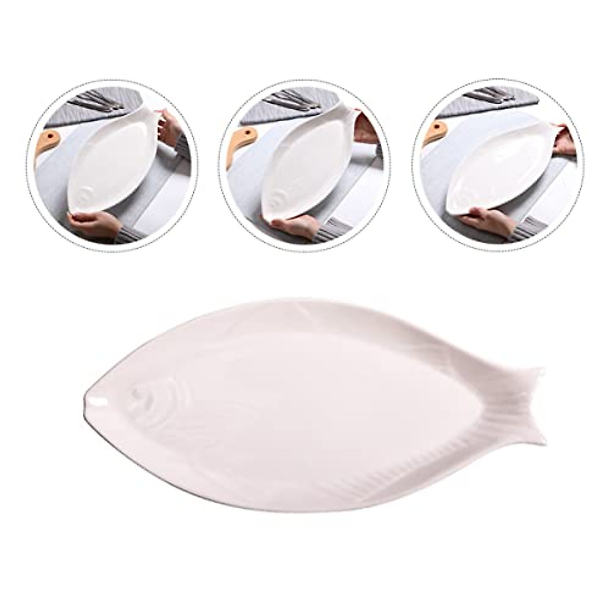 Cabilock 1pc Restaurant Meat Hotel Household Salad Dishes Pizza Platters, Supplies Sushi, Display Server Platters Food Cocktail Dish Shape Ceramics Fish, Serving Arge Birthday Trays Coffee