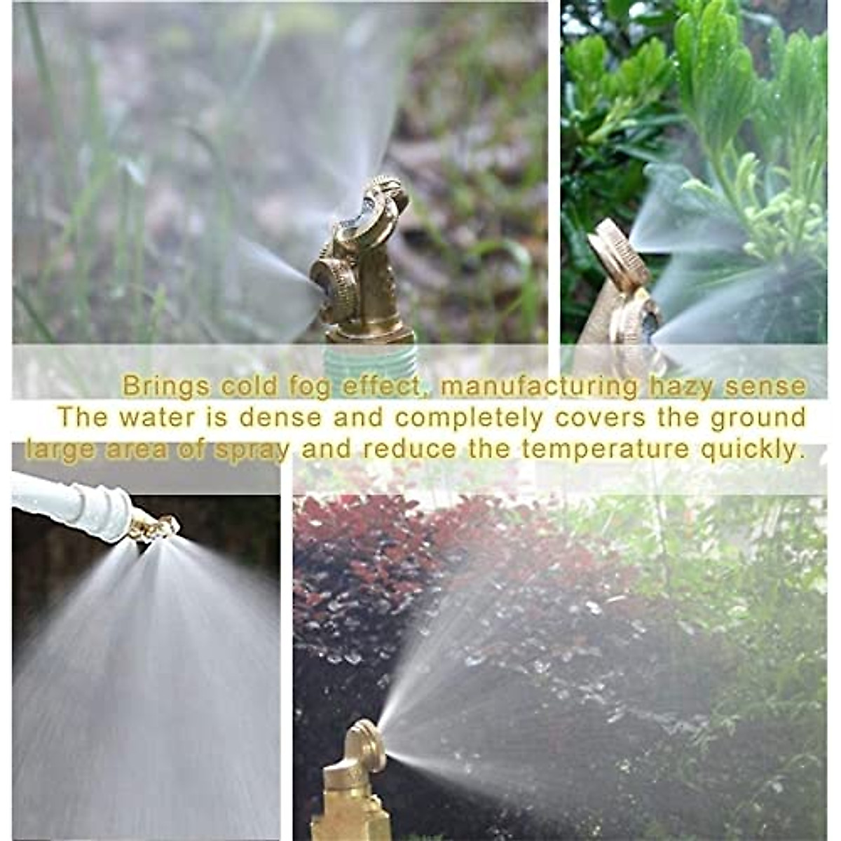 5Pack 4-Hole Brass Misting Nozzles 1/2 Inch BSPF Garden Misting Nozzle Brass Replacement Nozzle Heads, Low Ressure Mist Water Spray Sprinkler With Filter Mesh For Patio Lawn, Dust Control