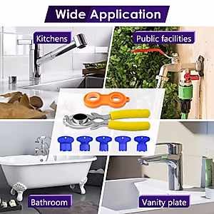 7 Pcs Faucet Aerator Removal Tool, Incl 2 Pcs Faucet Aerator Removal Wrench Tool, 5 Pcs Aerator Key for Sink Faucet with 5 Sizes, Sink Aerator Removal Tool for Kitchen Bathroom