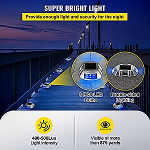 VEVOR Driveway Lights 16-Pack, Solar Driveway Lights with Switch Button, Solar Deck Lights Waterproof, Wireless Dock Lights 6 LEDs for Path Warning Garden Walkway Sidewalk Steps, LED Bright Blue