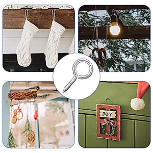 Muzata 50pack 7/8’’ M3 Screw Eye Hook Wood Screws Metal Hook T316 Stainless Steel for Wood Securing Cable Wire Terminal Ring Eyelet Self Tapping Eye Bolt Indoor Outdoor CN18 HN2