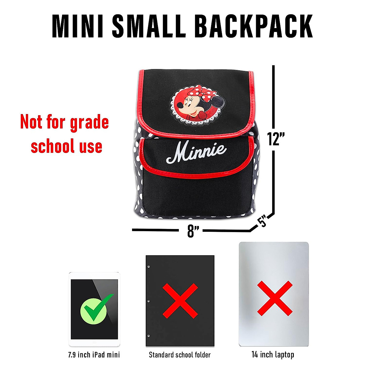 Disney Minnie Mouse Mini Backpack for Toddler Girls - 12" Minnie Mouse Mini Backpack for Girls | Minnie Mouse Mini Bookbag