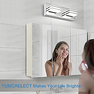 yumcrelect LED Vanity Light, 12W Light Mirror Front Vanity Lamp Modern Acrylic Stainless Steel Bath Wall Vanity Lighting Over Mirror Chrome 2-light Bathroom Bedroom Lighting Fixtures