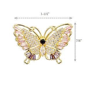 Lavencious Butterfly Design with AAA CZ Color Stones Adjustable Statement Rings for Women (Gold + Multi Color CZ)