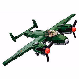 DAHONPA TU-2 Fighter Military Army Airplane Building Bricks Set with 1 Figure, 311 Pieces Air-Force Build Blocks Toy, Gift for Kid and Adult.