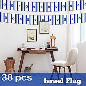 Israel String Flag Pennant Banner - 38 Flags, 42 Feet Small Mini Israeli Flags Bunting Banner for Country Decoration, School, Party, Sports Events