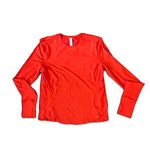 lululemon Womens UV Protection Folds Over Running Long Sleeve Shirt Slim Fit Size 8 Top Orange SLRO