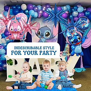 10PCS Stitch Foil Balloons 18" and 26" Angel and Stitch Balloons Birthday Party Decorations Aluminum Foil 5 Stitch Foil Balloons and 5 Angel Foil Balloons Stitch Birthday Party Décor